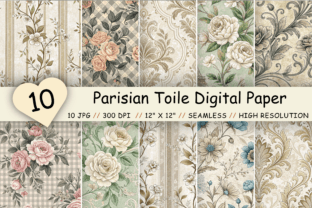 Parisian Toile Digital Paper Pack Graphic by Florid Printables ...