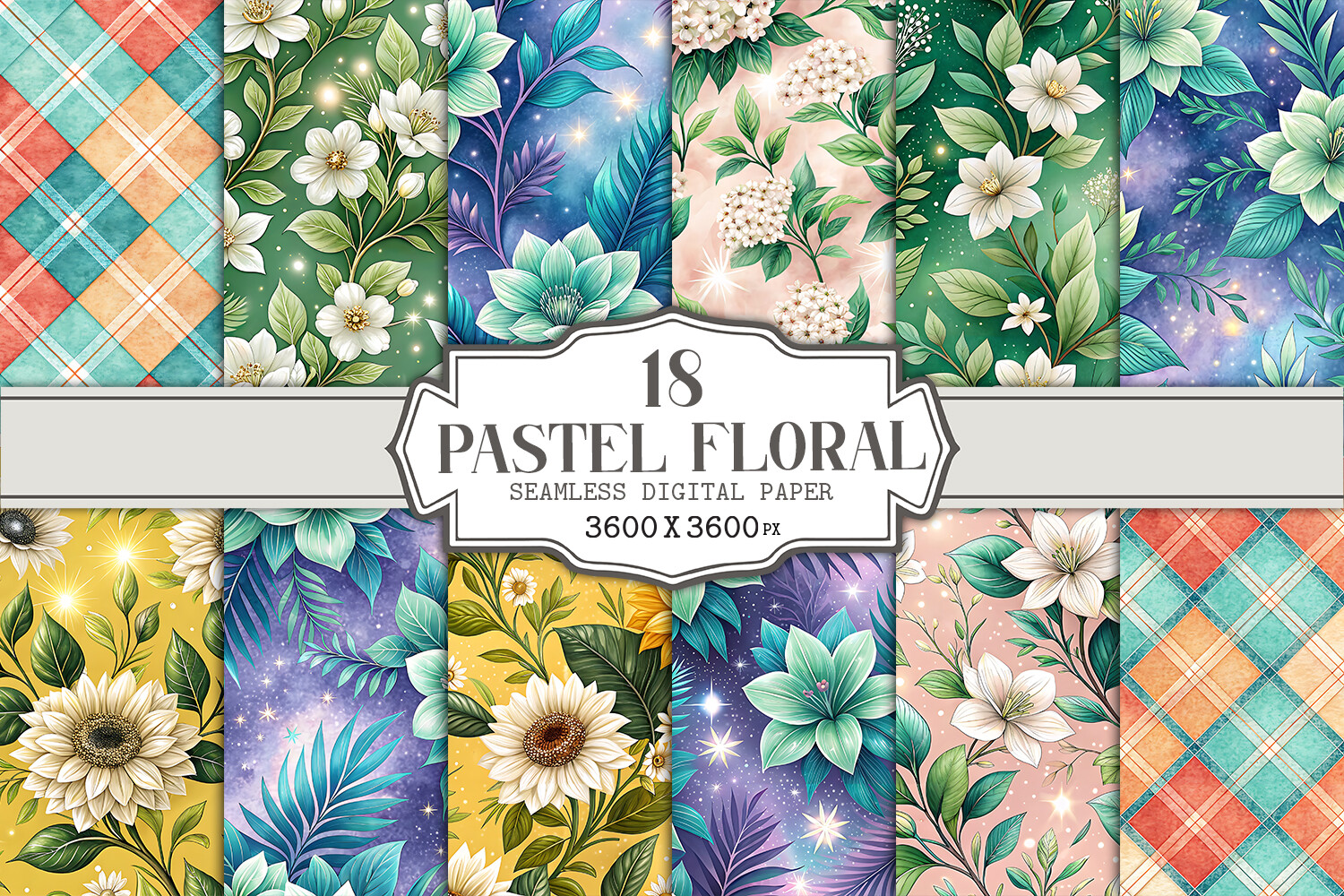 Pastel Floral Seamless Pattern Bundle Graphic by Vectornest12 ...