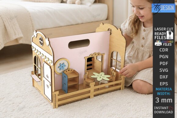 Portable Doll House Laser Cut | Kids SVG · Creative Fabrica