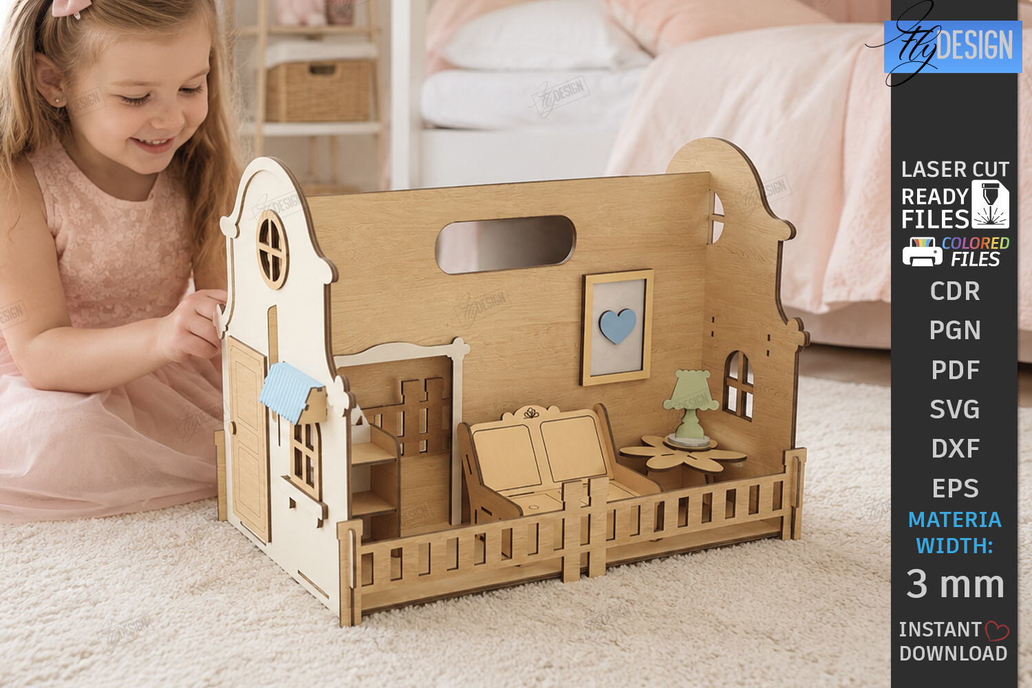 Portable Doll House Laser Cut | Kids SVG · Creative Fabrica