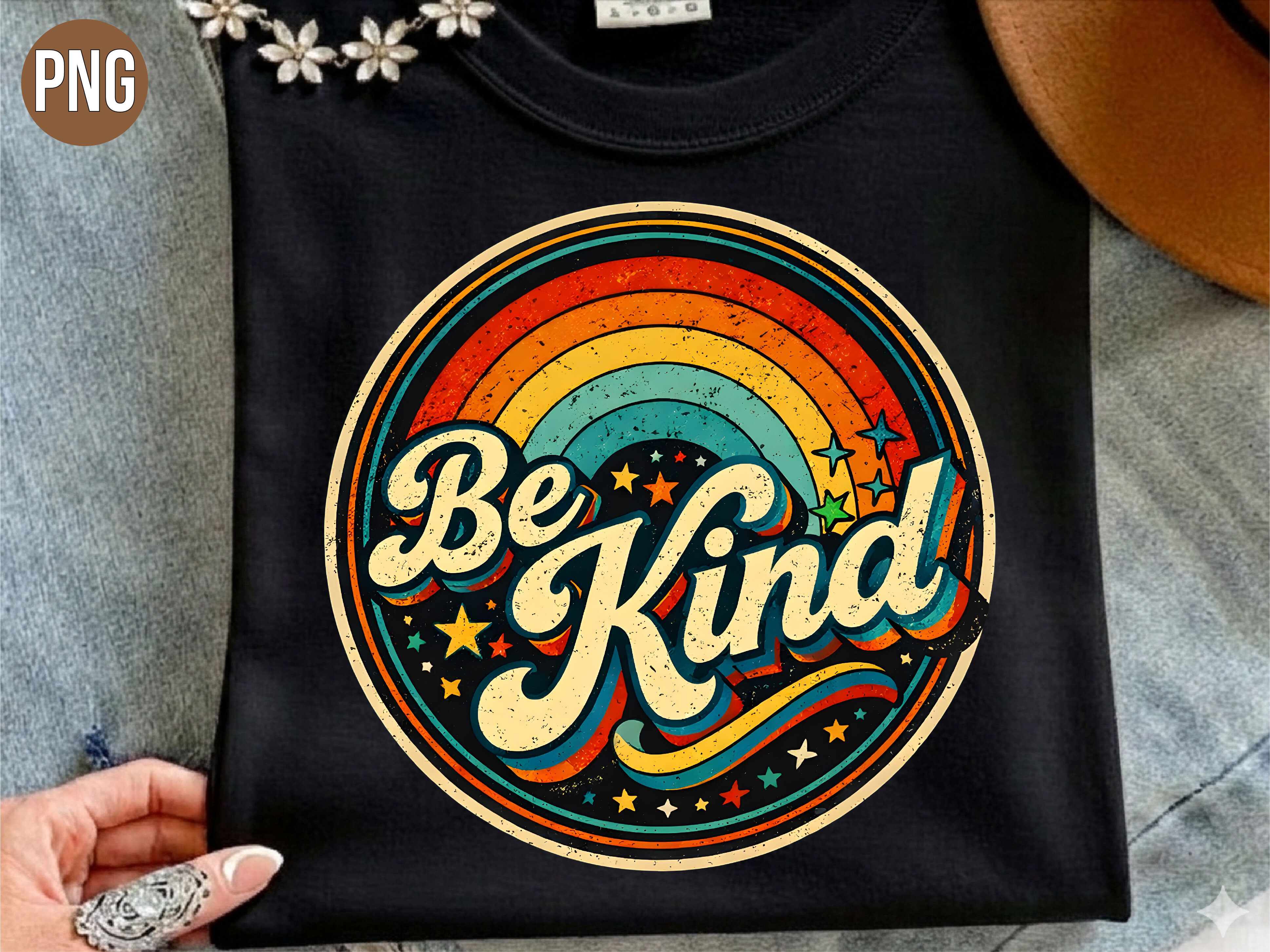 Retro Be Kind Rainbow Inspirational PNG Graphic by ProCUT · Creative ...