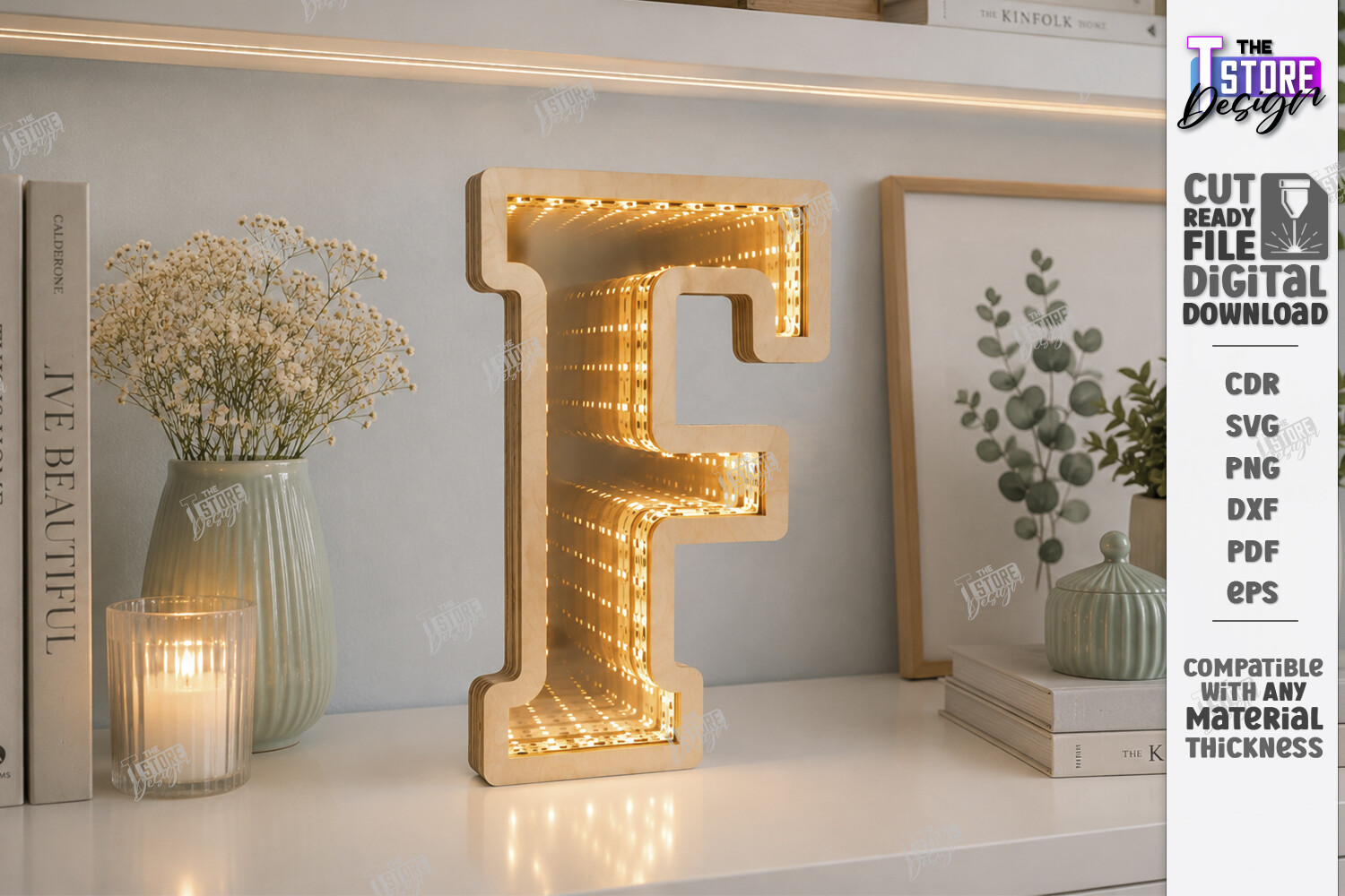 3D Infinity Mirror Letter Laser Cut |CNC · Creative Fabrica