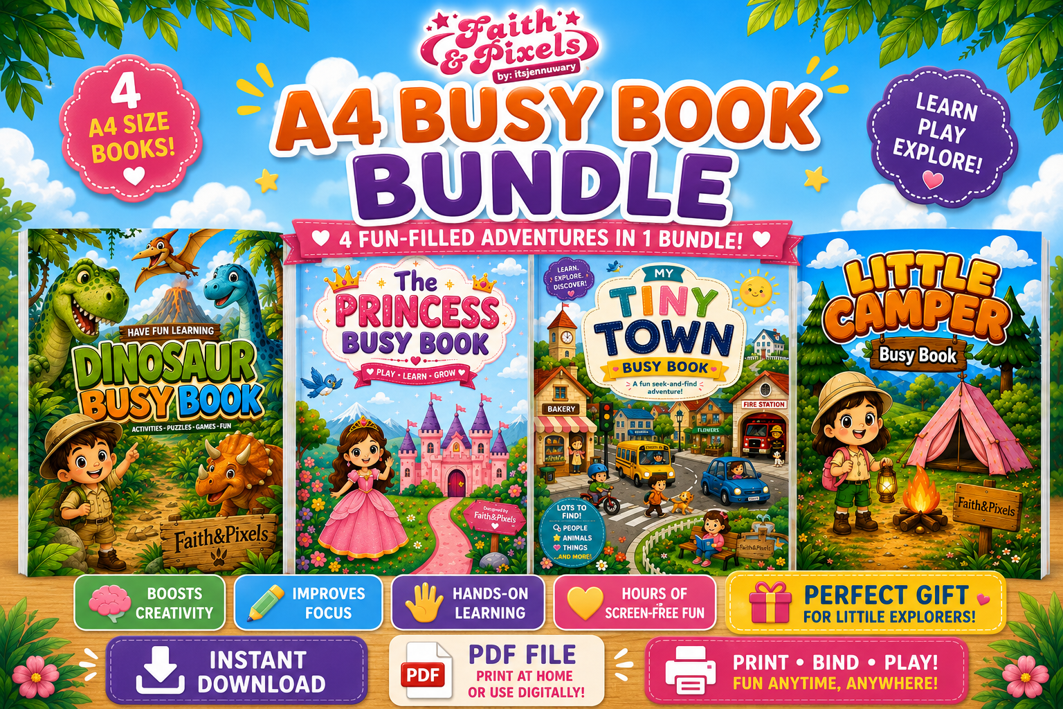 4 Theme Busy Book Printable Bundle Graphic by Faith & Pixels · Creative ...