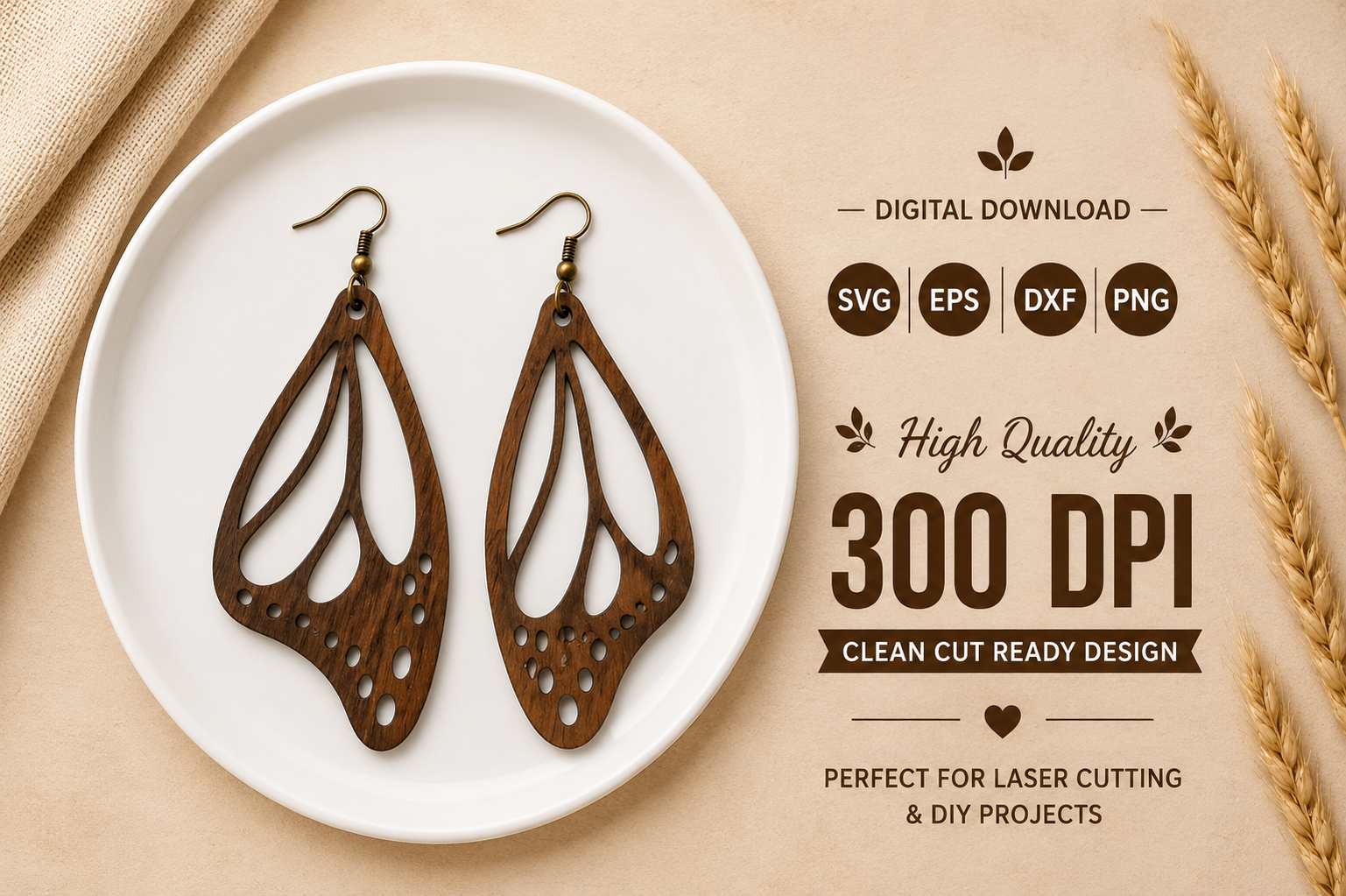 Beautiful Wing Earrings SVG Laser Cut Fi · Creative Fabrica