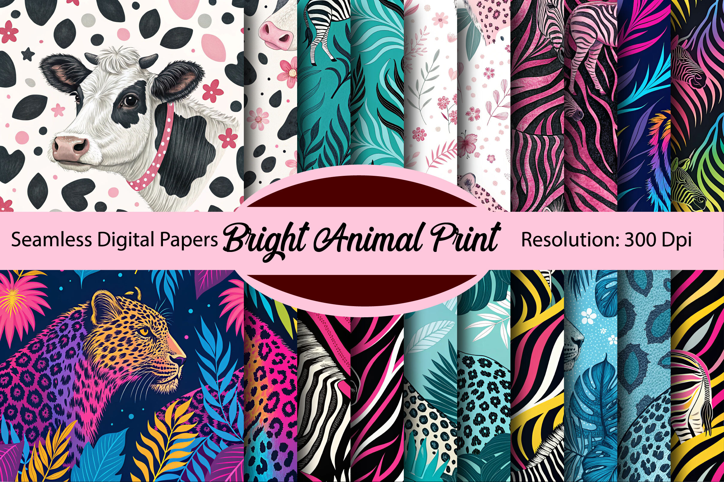 Bright Animal Print Digital Paper Graphic by Colourful · Creative Fabrica