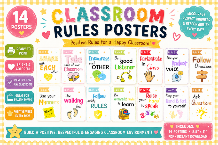 Classroom Rules Posters | Positive Class Graphic by PrintablesByAicha ...