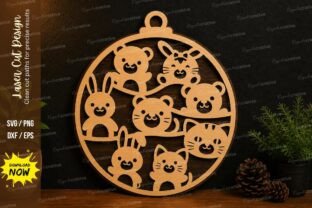 Cute Animal Faces Ornament Laser Cut SVG · Creative Fabrica