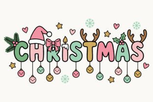 Cute Kawaii Pink Christmas Lettering PNG Graphic by merchvector ...