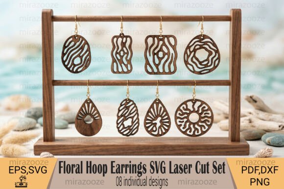 Floral Hoop Earrings SVG Laser Cut Set · Creative Fabrica