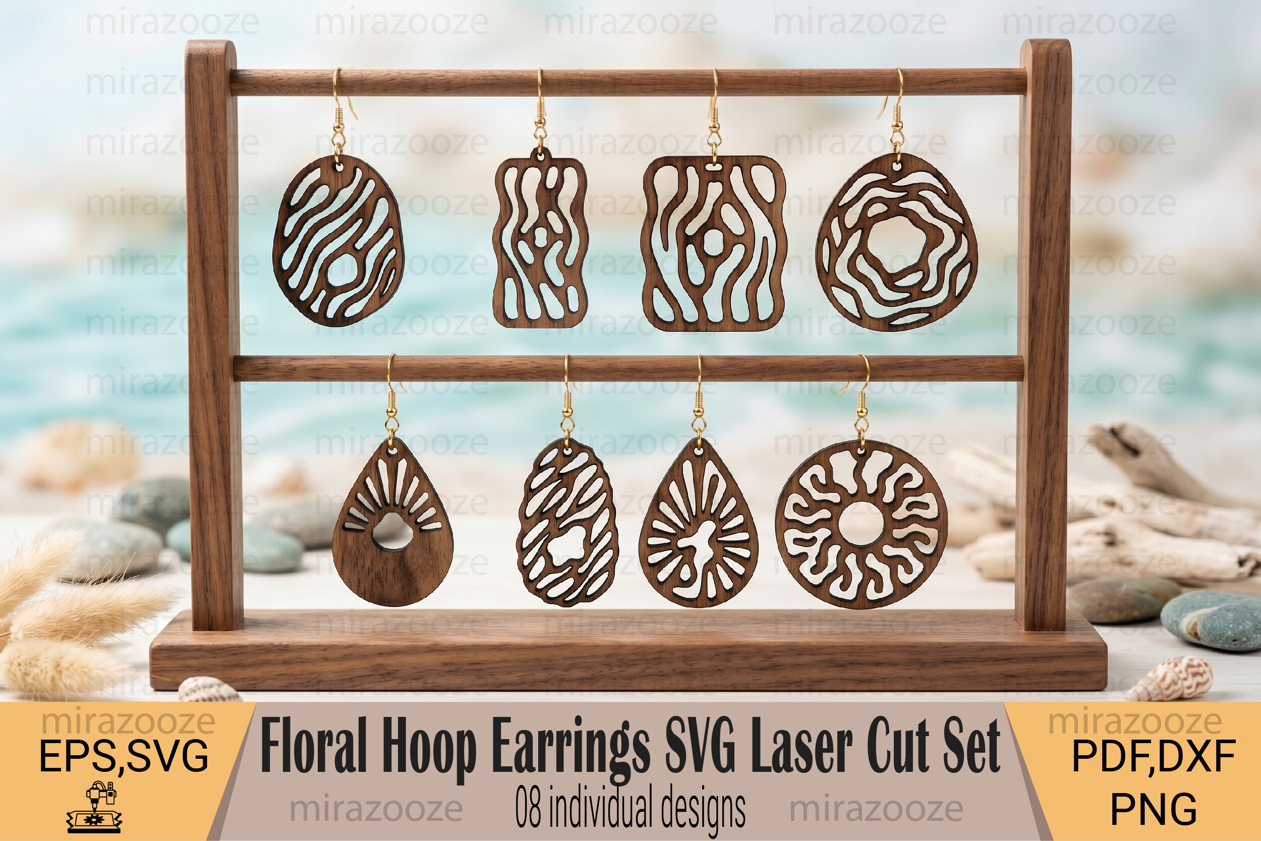 Floral Hoop Earrings SVG Laser Cut Set · Creative Fabrica