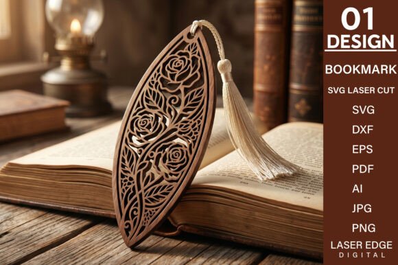 Floral Leaf Bookmark Laser Cut SVG · Creative Fabrica