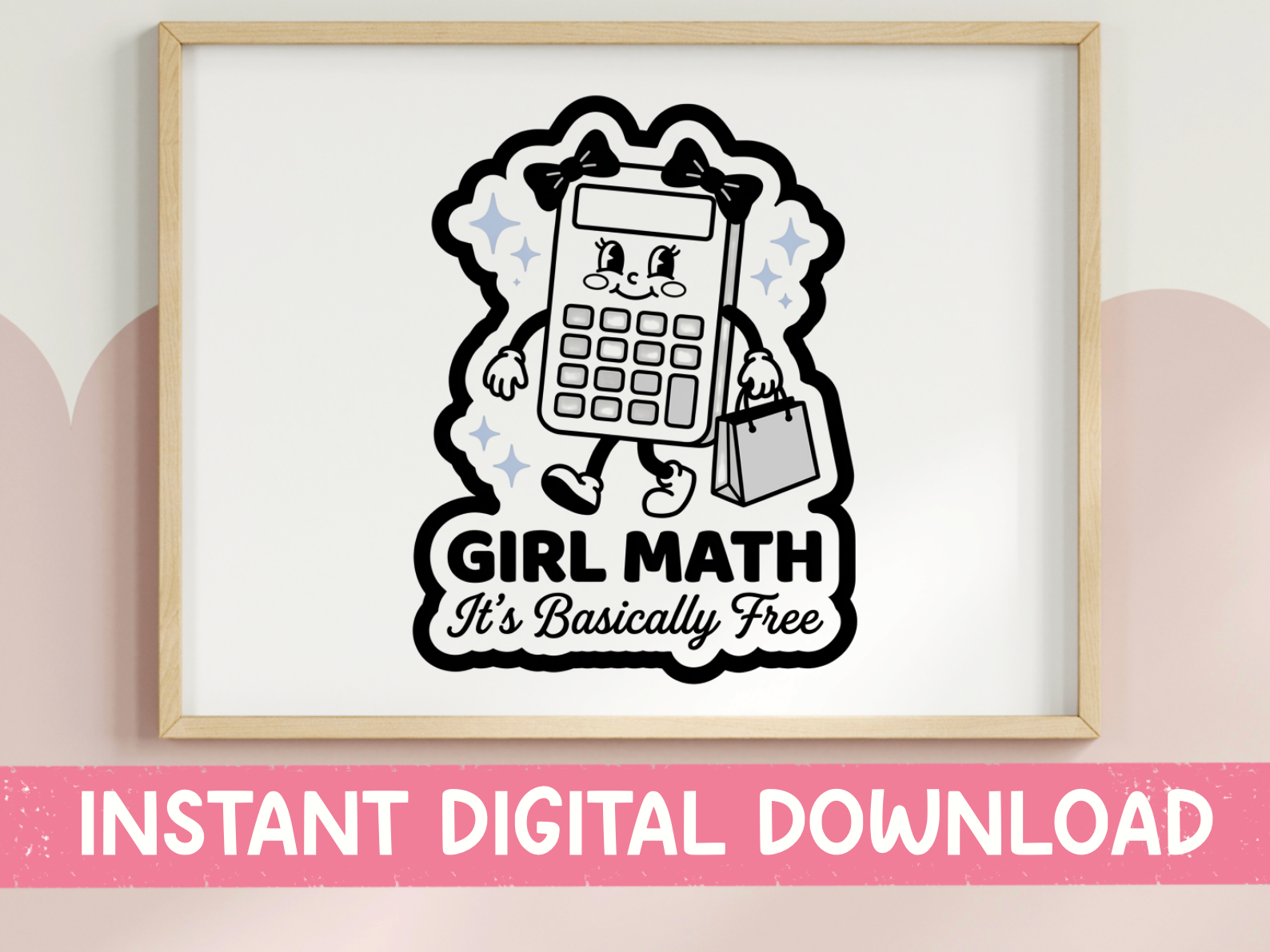 Girl Math Calculator Retro Black White Graphic by October Second ...