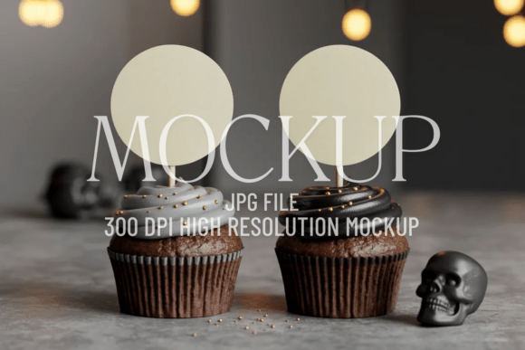Halloween Cupcake Topper Mockup Graphic by LoomCraft · Creative Fabrica