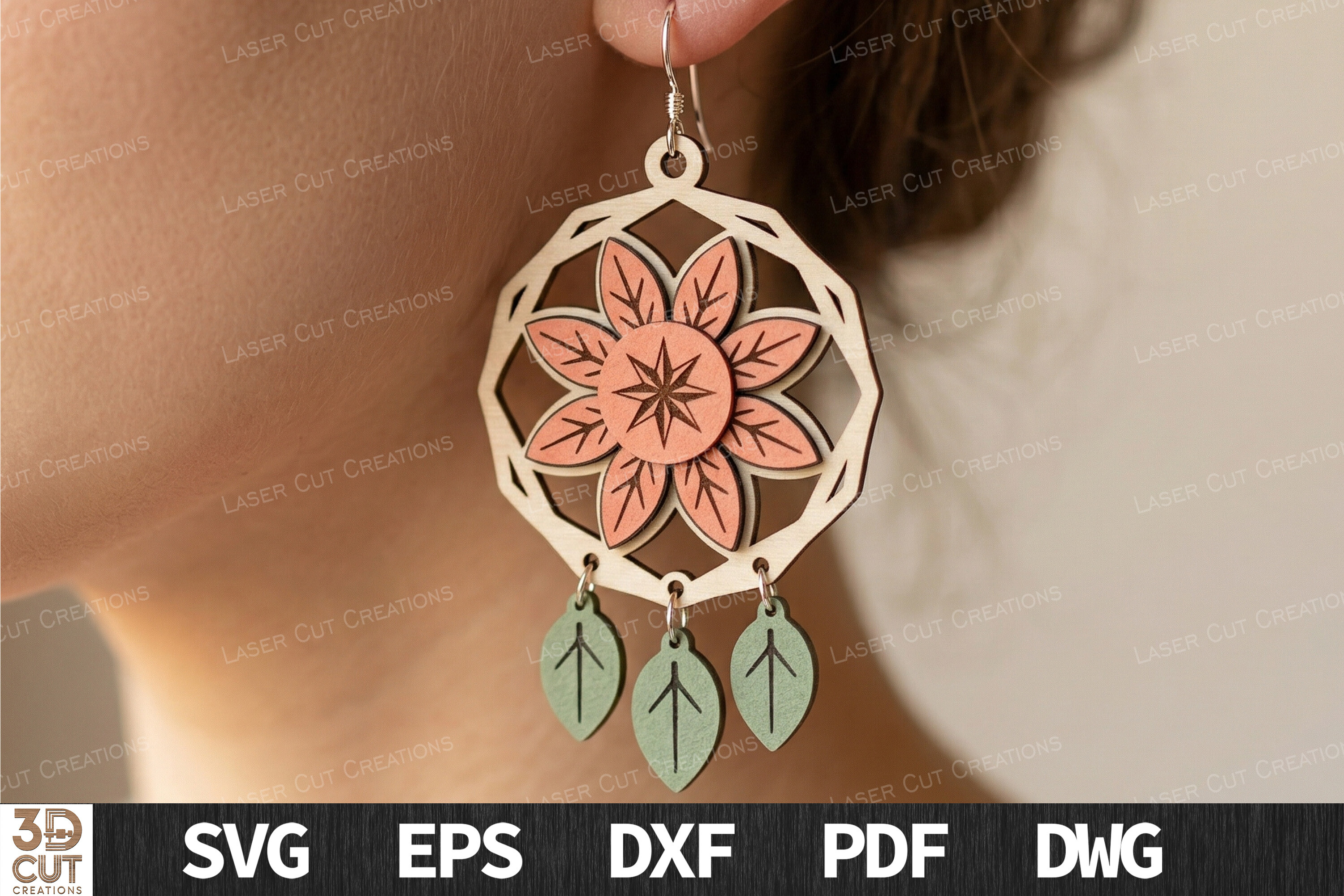 Mandala Flower Earrings SVG · Creative Fabrica