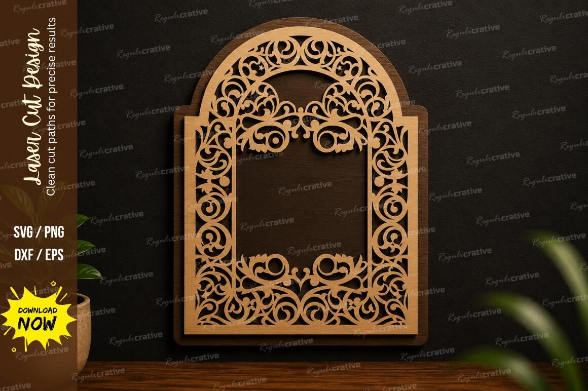 Ornamental Window Frame Laser Cut SVG · Creative Fabrica