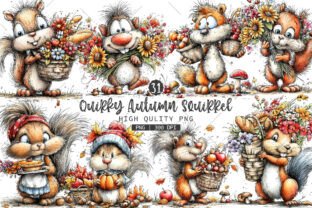 Quirky Autumn Squirrel Clip Art Bundle Graphic by RevolutionCraft ...