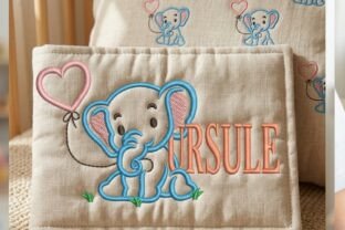 R Letter Cute Elephant Decor · Creative Fabrica