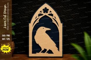 Raven Gothic Arch Laser Cut SVG Design · Creative Fabrica