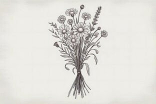 Retro Wildflower Bouquets Clipart Bundle Graphic by Motin · Creative ...
