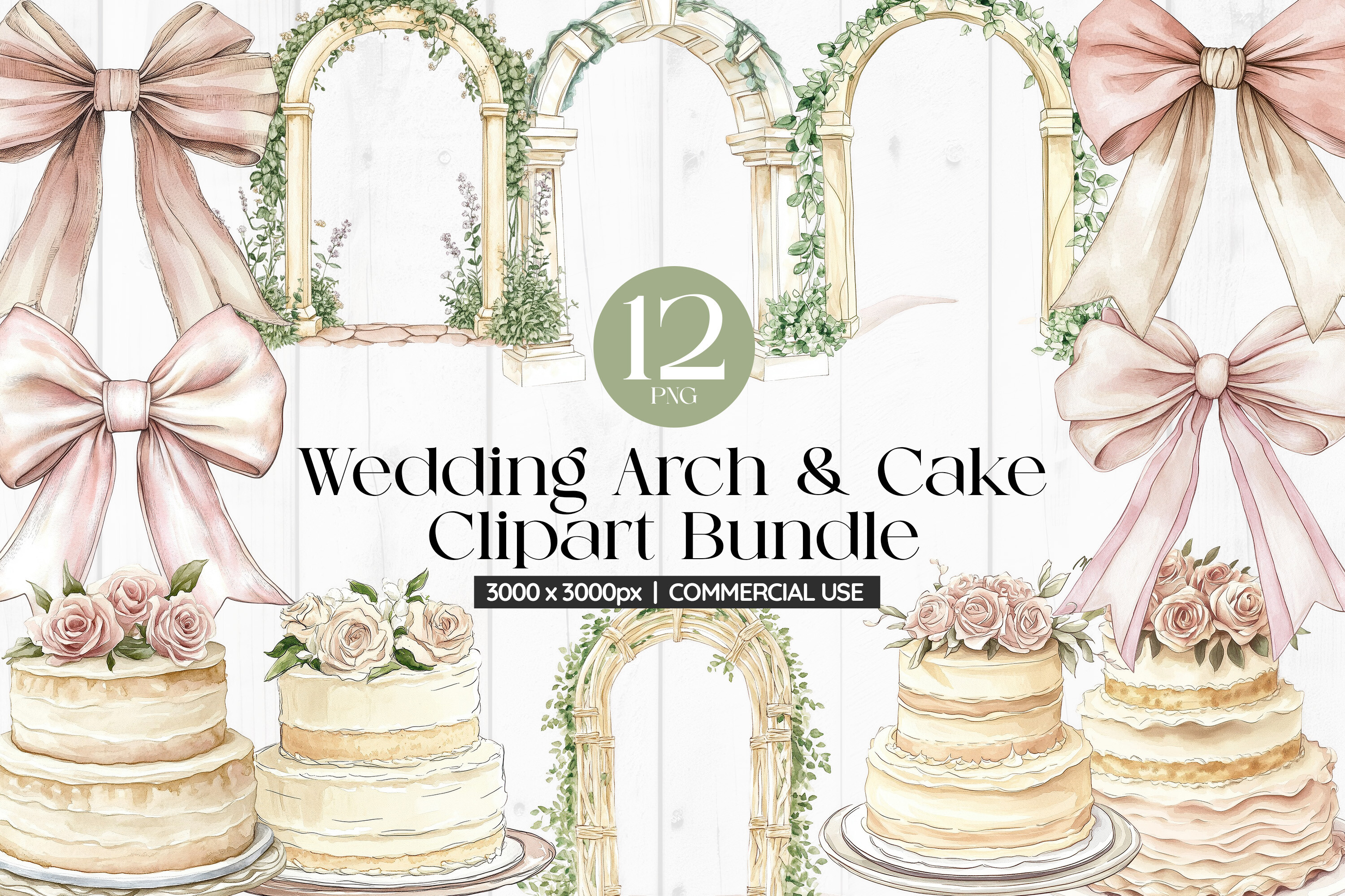 Wedding Arch & Cake Clipart Bundle Graphic by Dreamy Cliparts ...