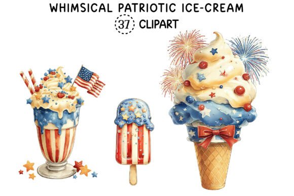 Whimsical Patriotic Ice-Cream Clipart Graphic by Artful Aura Studio ...