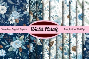 Winter Florals Seamless Digital Paper Graphic by Colourful · Creative ...