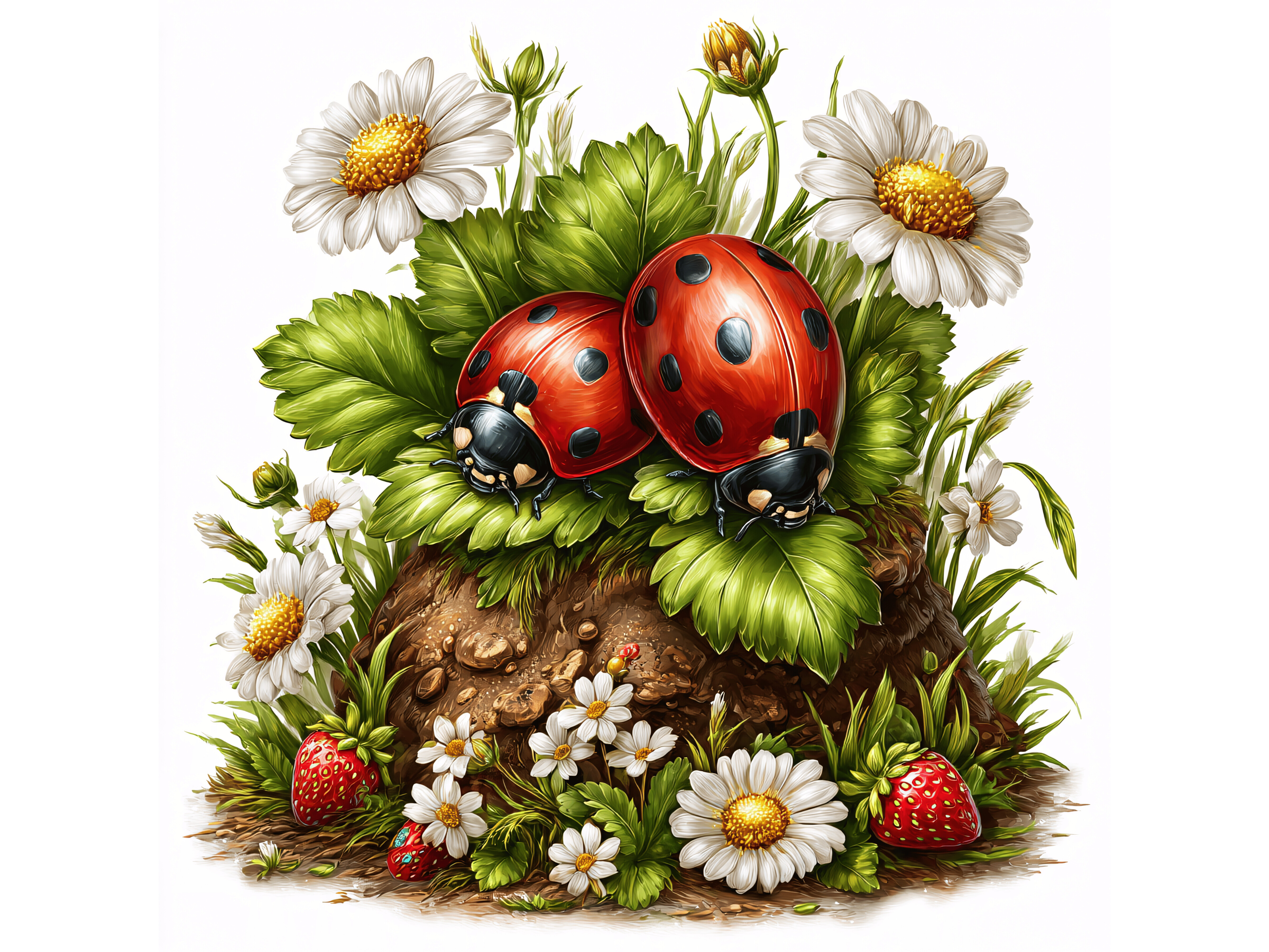 10 JPG Ladybug Garden Watercolor Set Graphic by ArtFlowCODesign ...