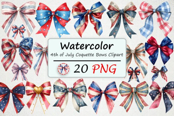 4th of July Coquette Bows Clipart Graphic by Sohelrana99 · Creative Fabrica