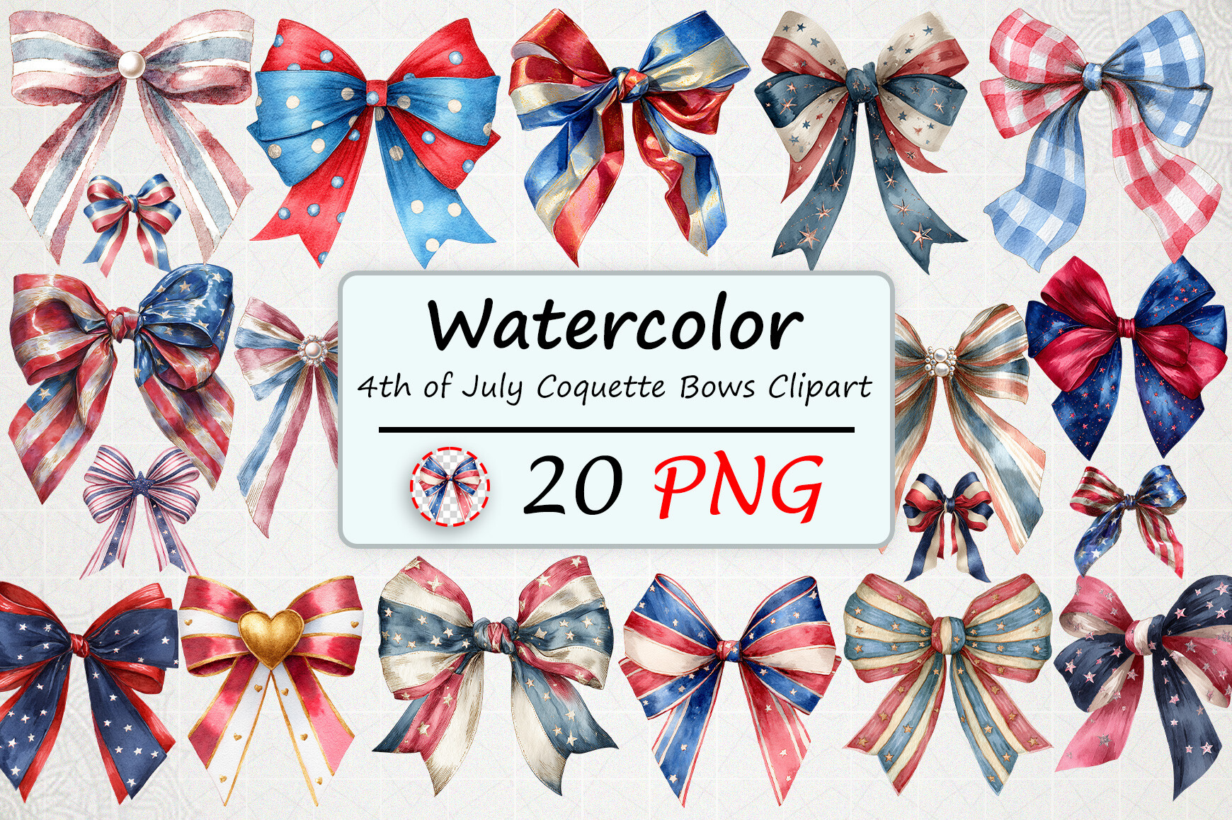 4th of July Coquette Bows Clipart Graphic by Sohelrana99 · Creative Fabrica