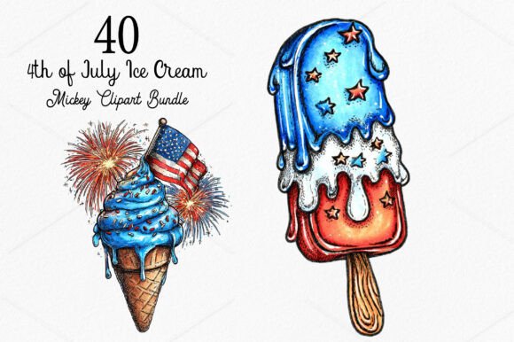 4th of July Ice Cream Mickey Clipart Graphic by Lazy Panda · Creative ...
