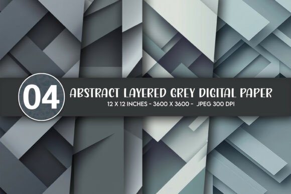 Abstract Layered Grey Digital Paper Graphic by Artify Hub Studio ...