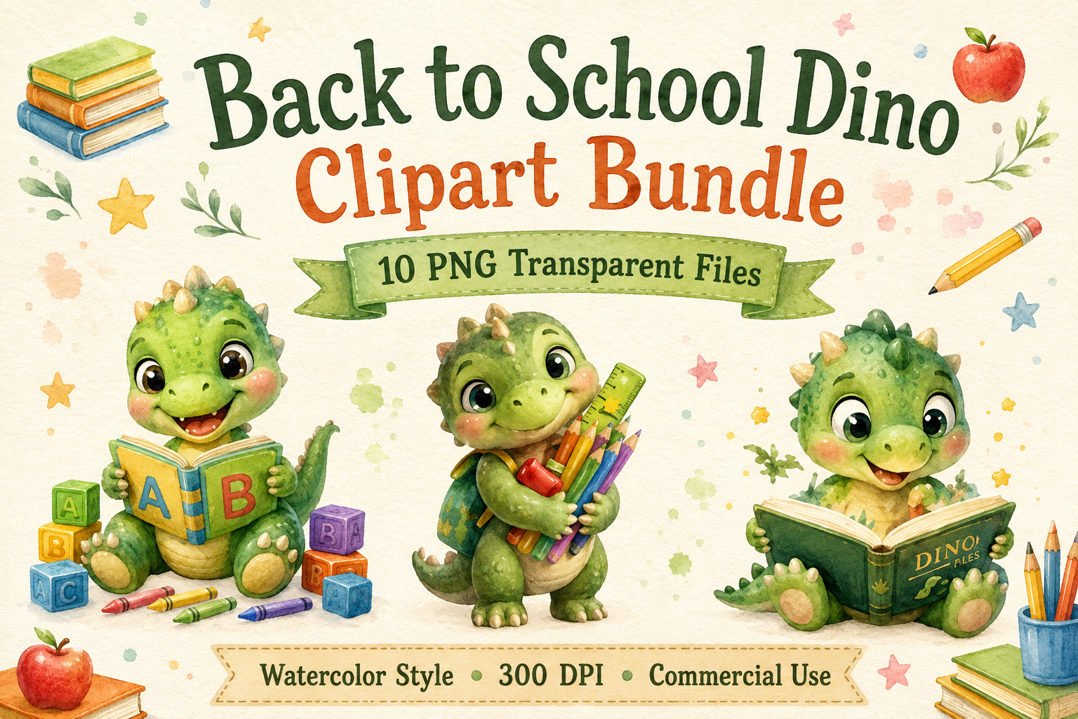 Back to School Dino Clipart Graphic by KHAMPOL SHOP DESIGN · Creative ...