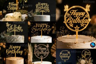 Birthday Cake Topper Laser Cut · Creative Fabrica