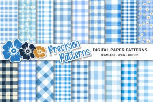 Blue Gingham Checkered Digital Pattern Graphic by Precision Patterns ...
