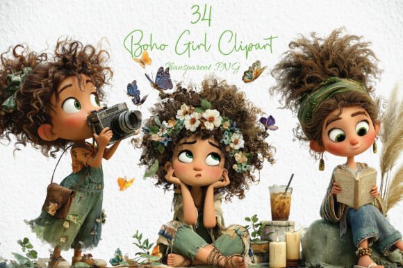 Shabby Cottage Girl Clipart Bundle Graphic by Craft Art · Creative Fabrica