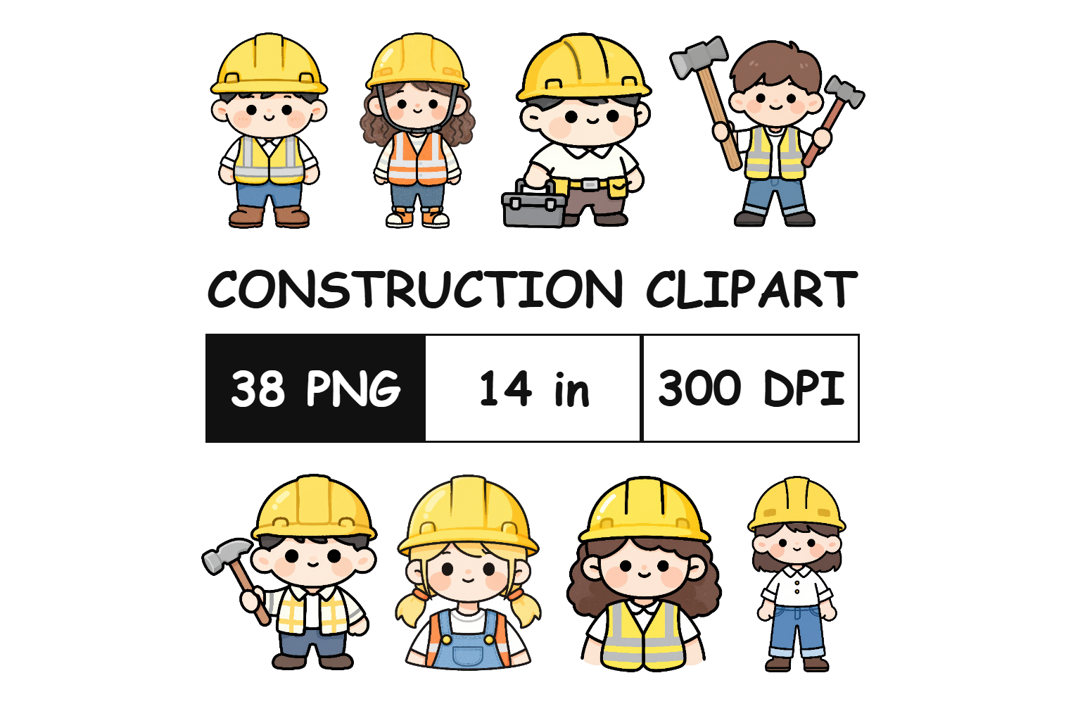 Cute Builder Workers Clipart PNG #2 Set Graphic by BundleExpert ...
