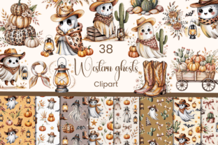 Cute Cowboy Ghost Clipart Bundle, Hallow Graphic by Andreea Eremia ...