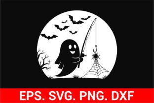 Cute Ghost Fishing SVG Halloween Moon. Graphic by rubelcldesign ...