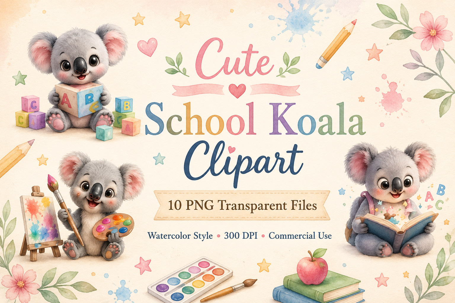 Cute School Koala Clipart Graphic by KHAMPOL SHOP DESIGN · Creative Fabrica