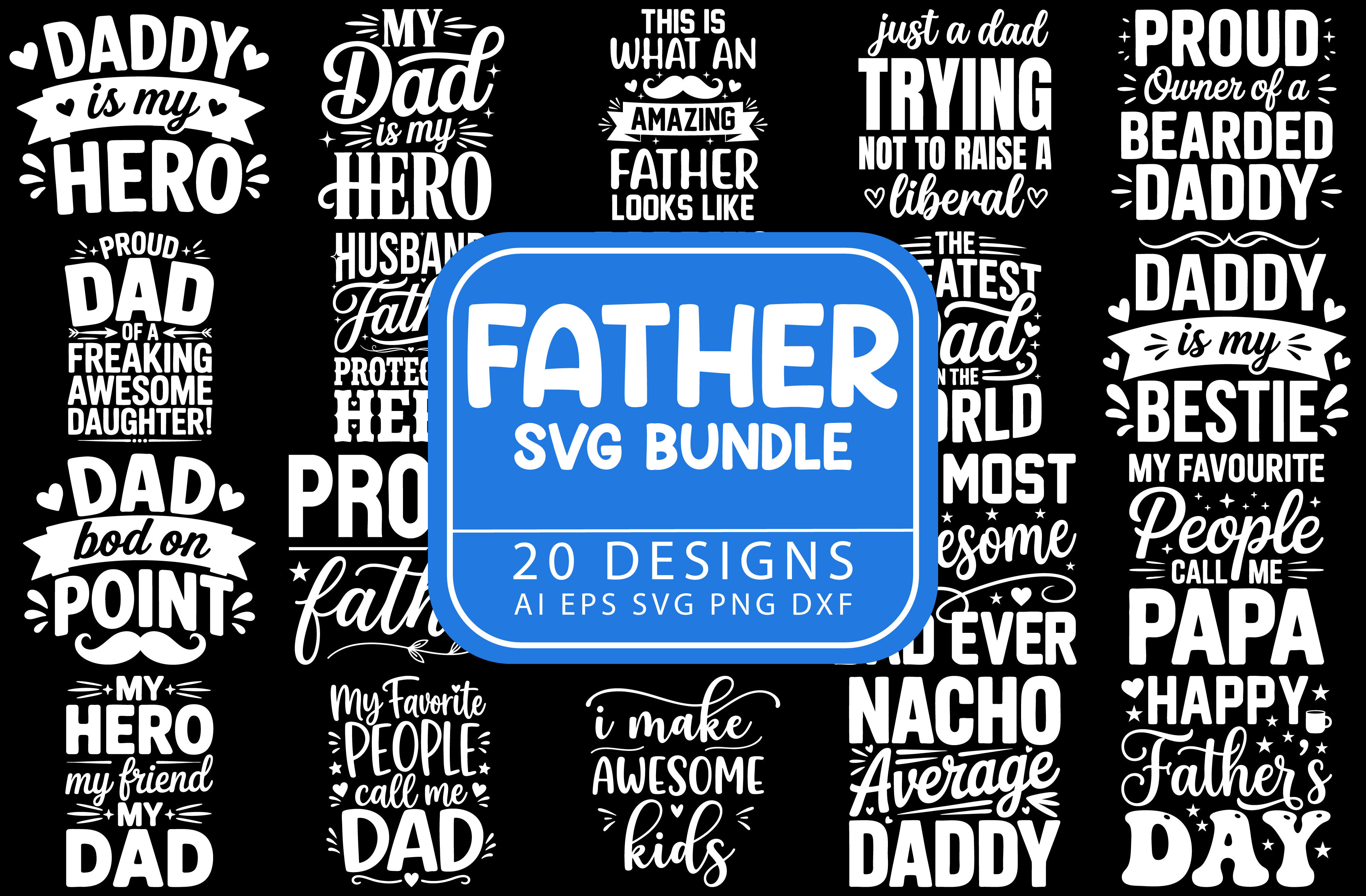 Father Typography SVG Bundle Design Graphic by TeeSmaile · Creative Fabrica