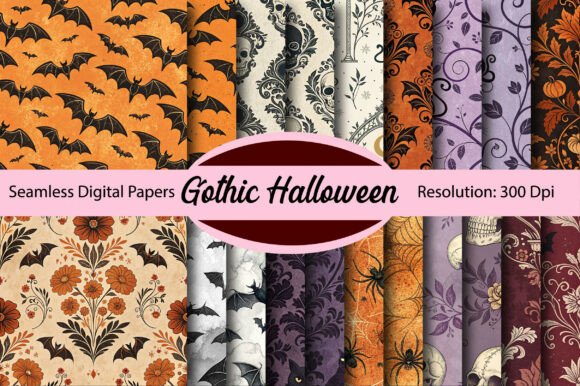 Gothic Halloween Seamless Digital Paper Graphic by Colourful · Creative ...