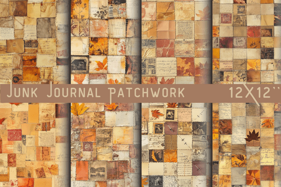 Junk Journal Patchwork Paper Graphic by DigiArt · Creative Fabrica