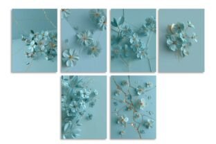 Kintsugi Cerulean Sakura Digital Paper Graphic by ashira.creations ...