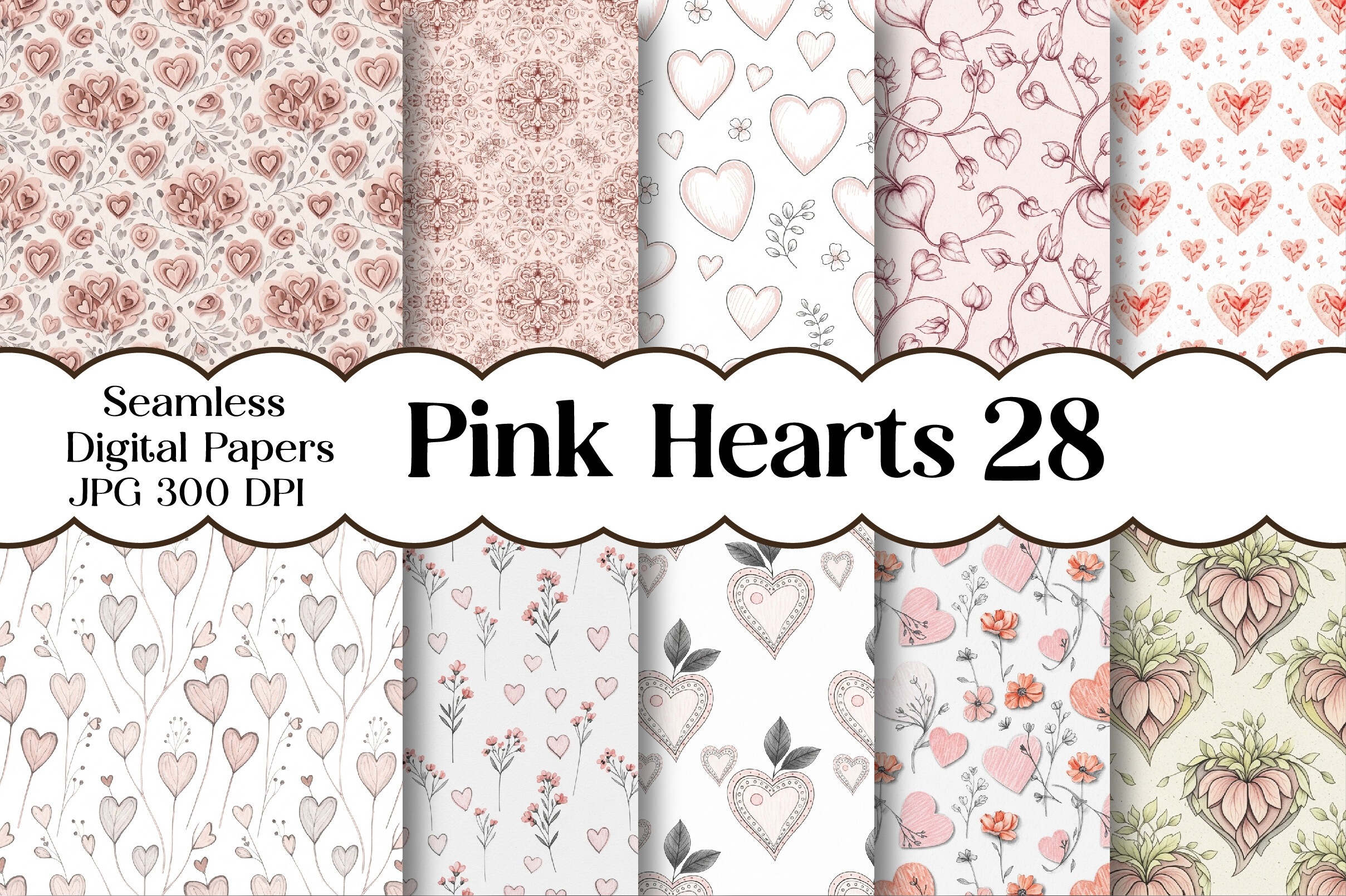 Pink Hearts Digital Paper Graphic by Designstock · Creative Fabrica