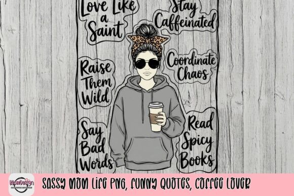 Sassy Mom Life PNG, Funny Quotes, Coffee Lover Graphic by BbowDesign ...
