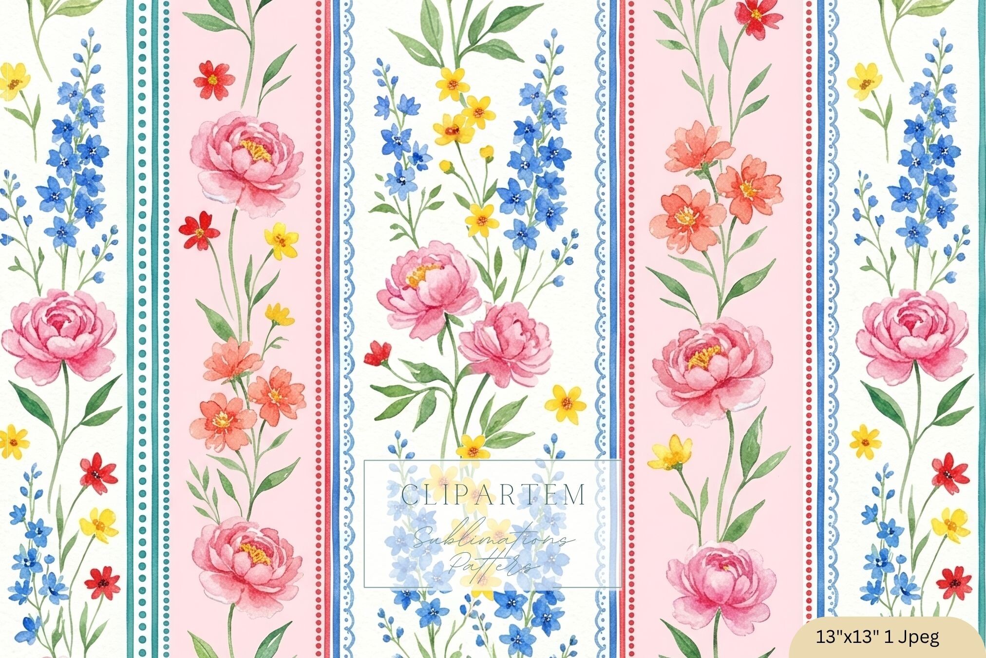 Spring Floral Stripe Seamless Pattern Graphic by clipArtem · Creative ...