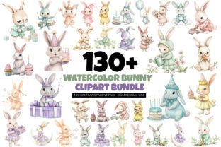 Watercolor Bunny Clipart Bundle PNG Graphic by Artify Hub Studio ...