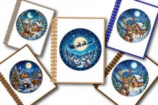 Watercolor Christmas Night Round Clipart Graphic by TshirtMaster ...