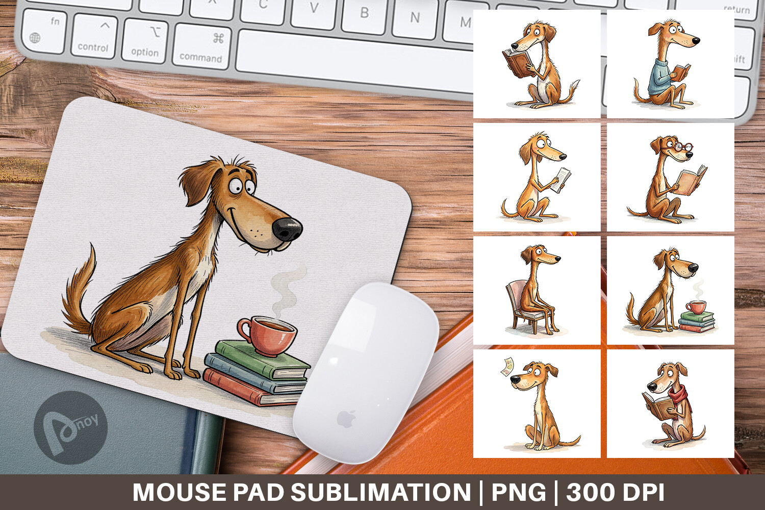 Watercolor Dog Reading Mouse Pad Design Graphic by Artnoy · Creative ...