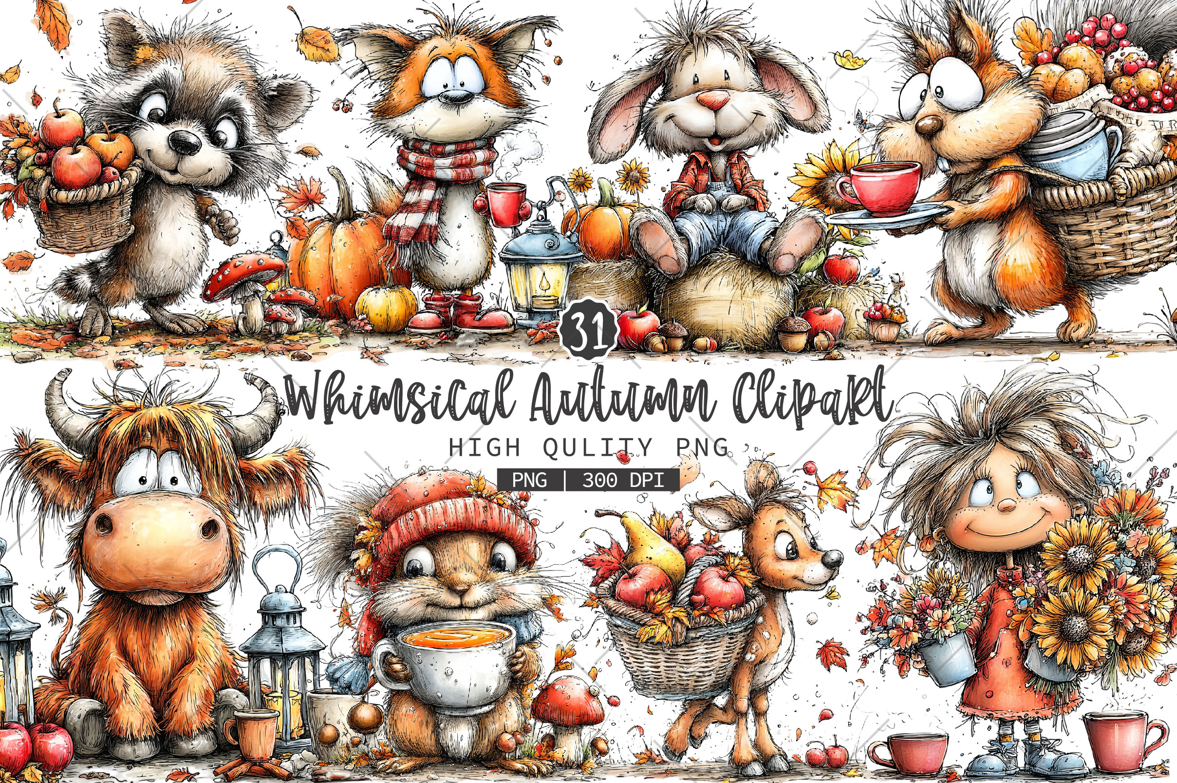 Whimsical Autumn Clipart Bundle Graphic by RevolutionCraft · Creative ...